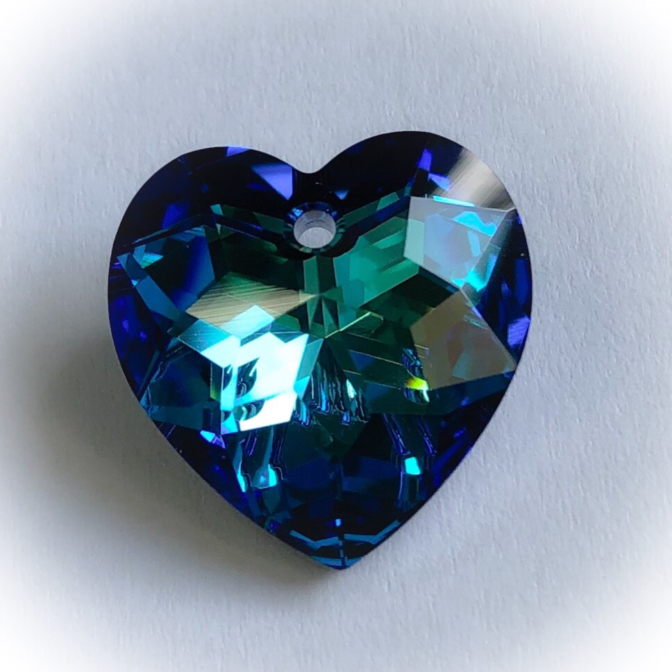 Swarovski 6215 sydän 18mm, Crystal bermuda blue - Bohemia Design