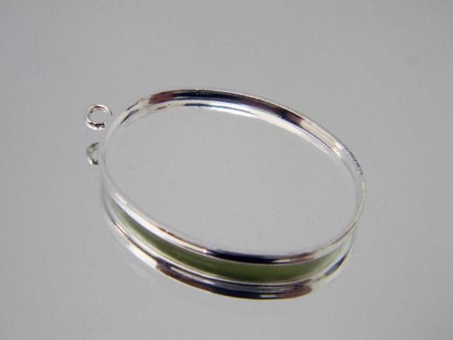 Silver plated oval pendant base 30x22mm - Bohemia Design