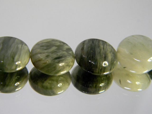 Green line quartz coin 14mm - Bohemia Design