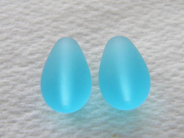 Merilasi pisara 16x10mm Vaalea aqua, 2kpl - Bohemia Design